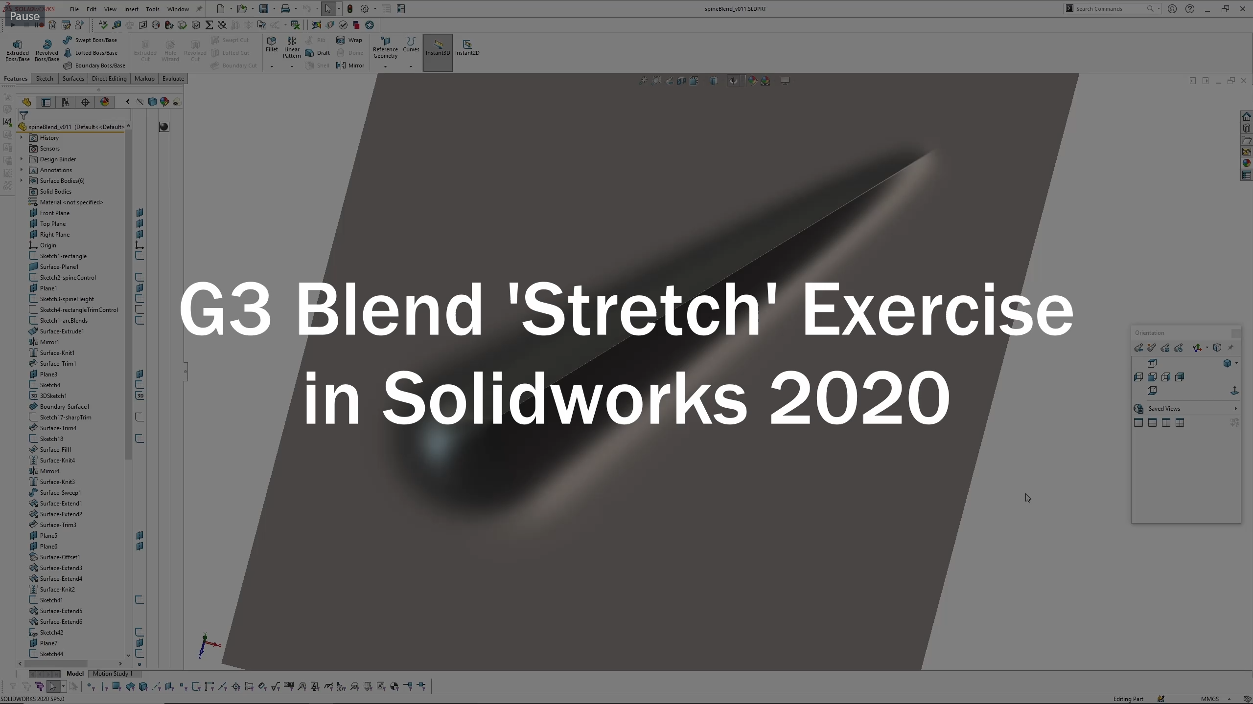 G3 Surface Blend 'Stretch' Exercise in Solidworks 2020 – AJ Design Studio